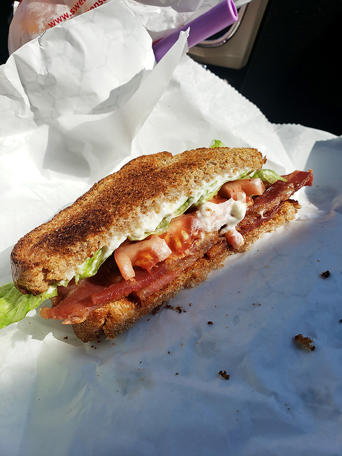 BLT Sandwich: The perfect ratio of bacon, lettuce and tomato on toasted bread &ndash; simple ingredients elevated to art form by people who care.