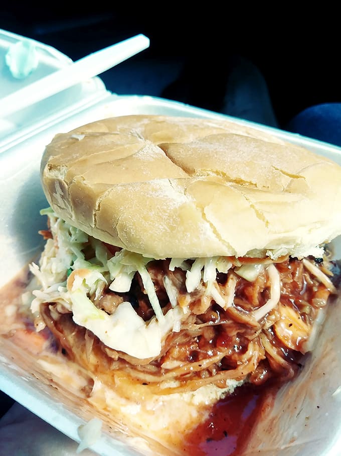 The BBQ sandwich that's messy in all the right ways, piled high with pulled pork and topped with slaw.