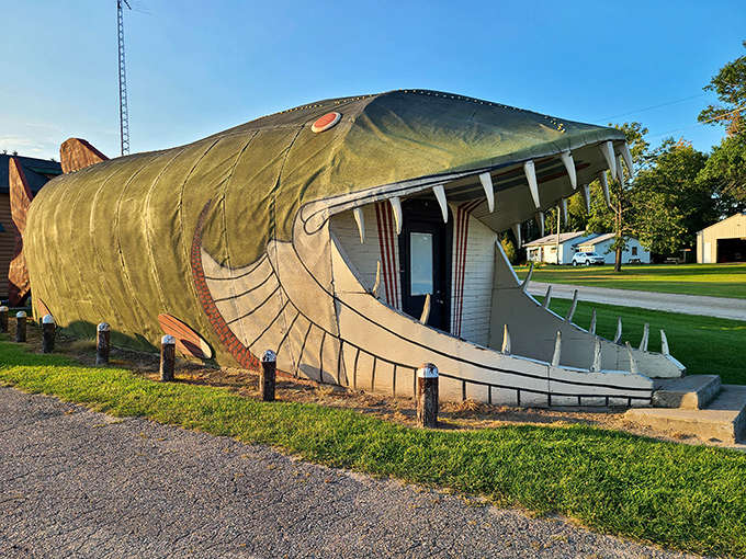 Another angle of the famous fish reveals its impressive scale and craftsmanship &ndash; a roadside attraction that's stood the test of time.