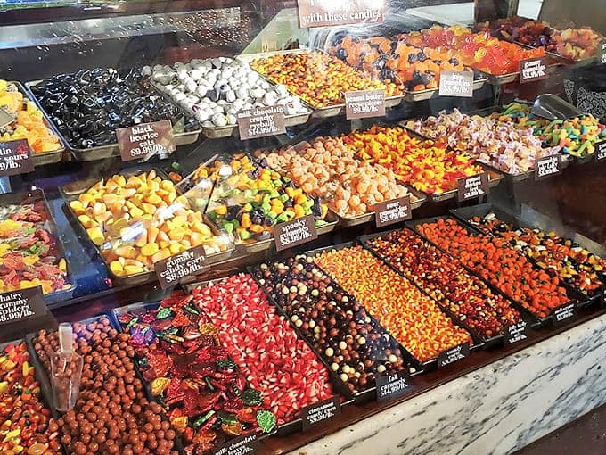 A rainbow you can eat! This candy display proves that sometimes, the most magical things in life are also the sweetest.