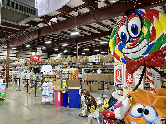 Giant candy mascots welcome you like sugary sentries, their cheerful faces promising the kind of joy that only comes in edible form.