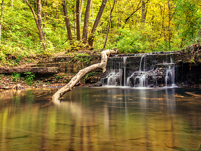 Caron Falls performs its timeless dance, water meeting stone in a choreography millions of years in the making.
