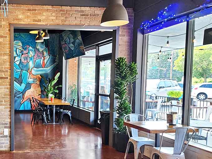 Modern meets cozy in this thoughtfully designed space. Industrial lighting, exposed brick, and wooden tables create the perfect backdrop for your Argentine feast.