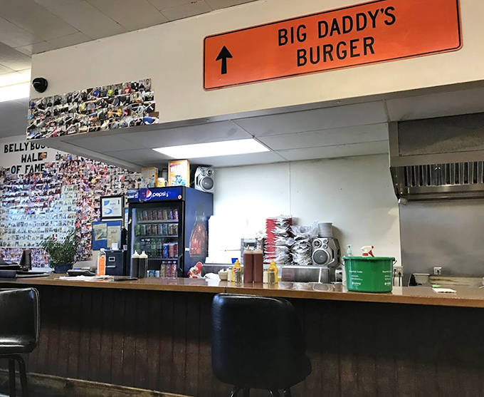 The counter where magic happens &ndash; red stools awaiting the next generation of ice cream enthusiasts and comfort food connoisseurs.