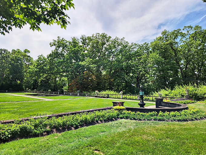 Expansive lawns and tidy hedges highlight the timeless elegance of this beautifully maintained estate.