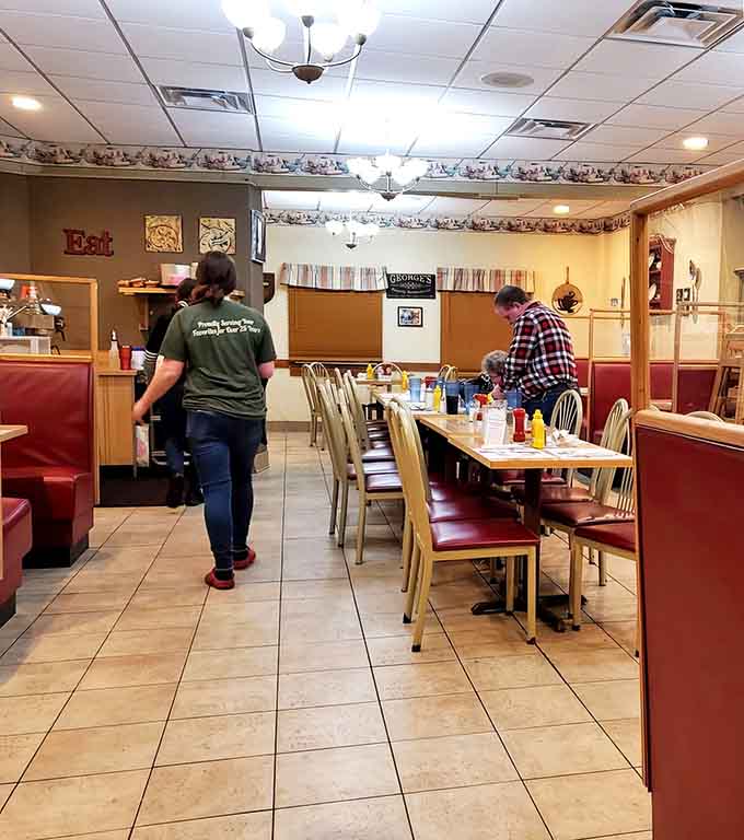 Spacious seating and homey decor create the perfect atmosphere for leisurely meals and conversations that linger over coffee refills.