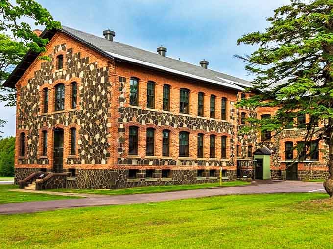 Keweenaw National Historical Park: History and architecture blend seamlessly in this distinctive building, where brick and stone tell stories of copper country's past.