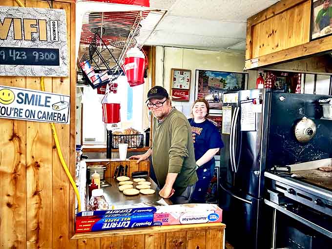 Behind the scenes in Laura's kitchen, where burger magic happens with the precision of a Swiss watchmaker and twice the passion.