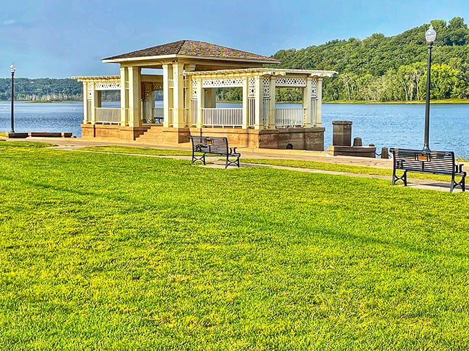Lowell Park's gazebo offers the kind of river views that make smartphone photographers feel like Ansel Adams.