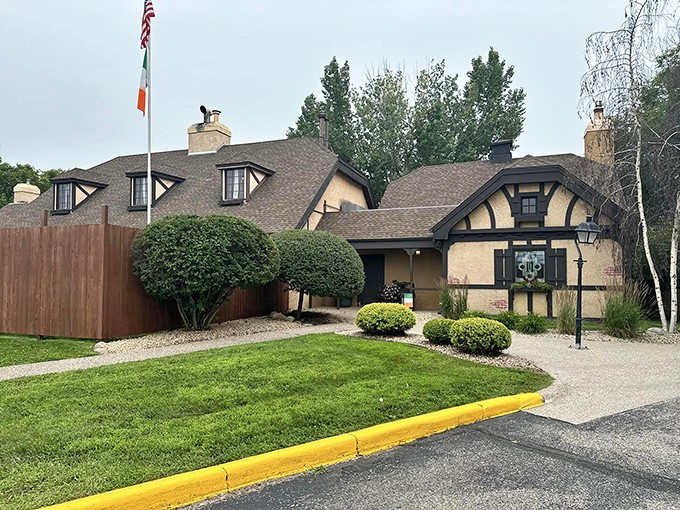 Mabel Murphy's Tudor-style exterior hints at the warm, wood-paneled interior where strangers become friends over well-poured pints.