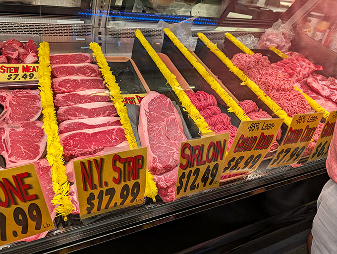 Butchers display their craft with pride, each cut of meat representing generations of expertise and the direct connection between producer and plate.