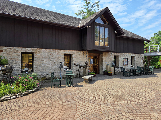 The welcoming entrance to Edgewood Orchard Galleries invites visitors to step into a world where creativity knows no bounds.