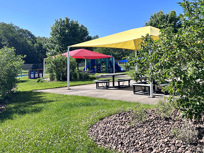 Civilization's outpost in a watery wilderness &ndash; where families refuel before returning to aquatic adventures.