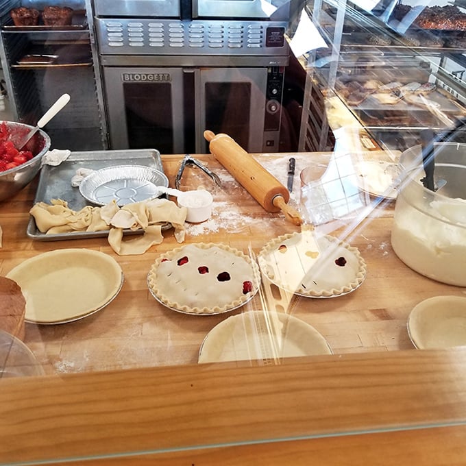 Behind the counter, the magic happens &ndash; rolling pins, flour, and generations of baking wisdom at work.
