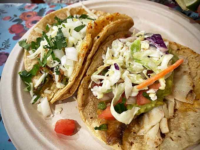 The unexpected stars: potato tacos bringing their A-game alongside fish tacos that make you wonder why you'd eat anything else.
