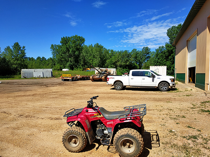 Base camp: The operations area serves as headquarters for tank adventures, with equipment and vehicles prepped for the day's expeditions.