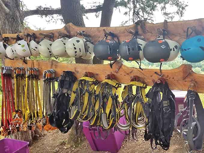 The gear station &ndash; where ordinary visitors transform into aerial adventurers with equipment that literally puts their lives on the line.