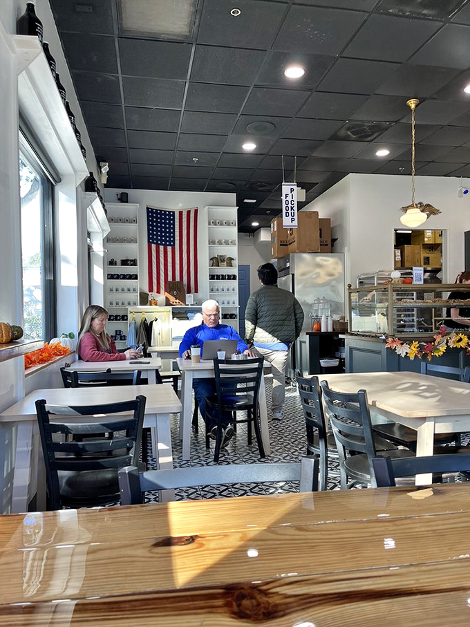 Sunlight streams through windows onto simple wooden tables &ndash; creating the perfect setting for morning conversations or peaceful solo indulgences.