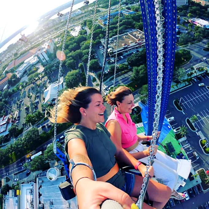 The faces of pure joy (or is that terror?) as riders experience what it's like to be a human tetherball at 60 miles per hour.