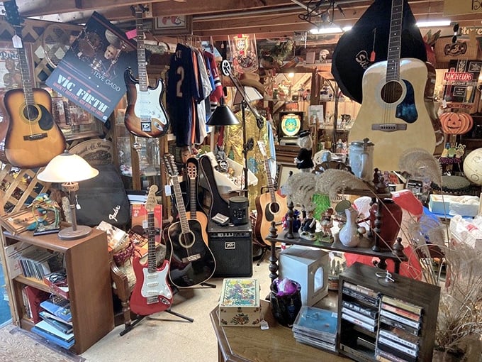 Musical instruments and memorabilia create a symphony of collectibles &ndash; guitars waiting silently for their next chord and the stories they could tell.