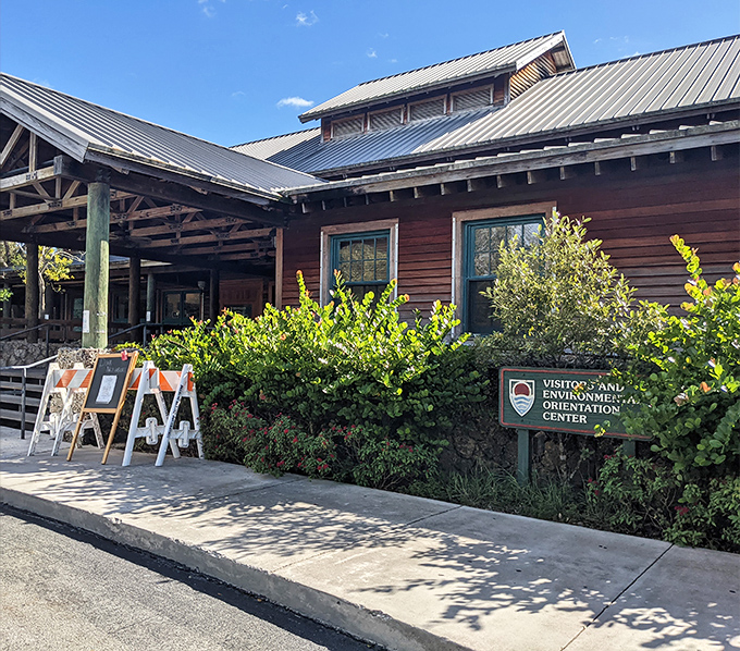 The Visitor Center welcomes explorers with rustic charm, proving that even the modern additions respect the estate's historical aesthetic.