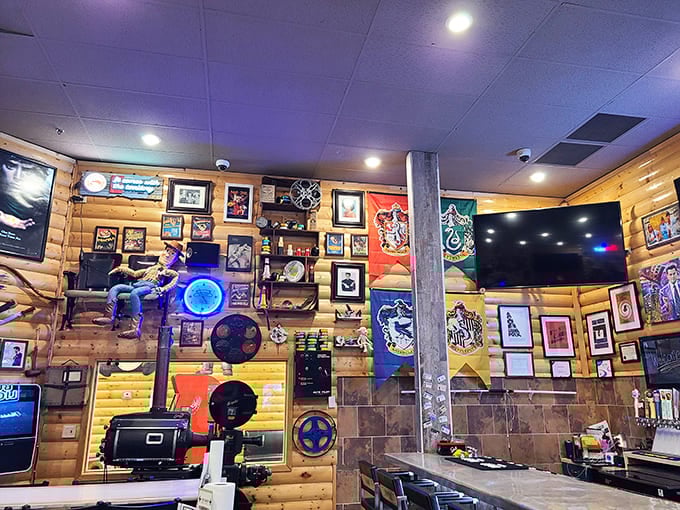 Every inch of wall space tells a story &ndash; from superheroes to sci-fi, creating a museum-worthy collection that entertains between bites.