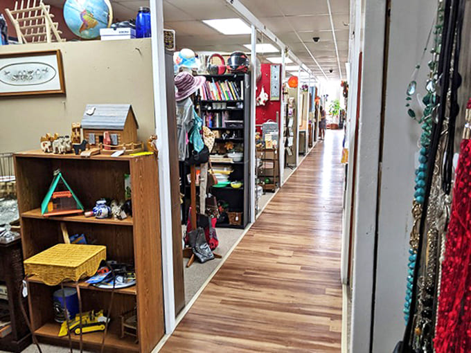 Long aisles stretch through the market like treasure-filled corridors, each turn promising new discoveries and that perfect item you didn't know existed.