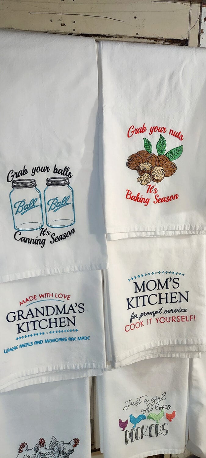 Those cheeky dish towels prove our grandparents had a sense of humor that was just as sassy as ours &ndash; some things never change!