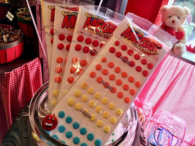 Candy Buttons on paper strips – where eating a bit of paper along with your dots was just part of the experience.
