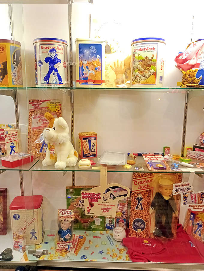 Sailor Jack and Bingo, immortalized in stained glass! This stunning artwork celebrates Cracker Jack, the caramel-coated treat that forever linked popcorn with America's favorite pastime.