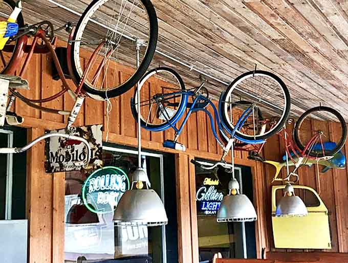 Vintage bicycles and beer memorabilia hang from the ceiling &ndash; because nothing says "trust our food" like quirky, carefully curated clutter.