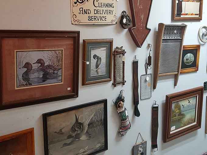 Duck prints and pastoral scenes adorn these walls, windows into the aesthetic sensibilities of Wisconsin's sporting past.