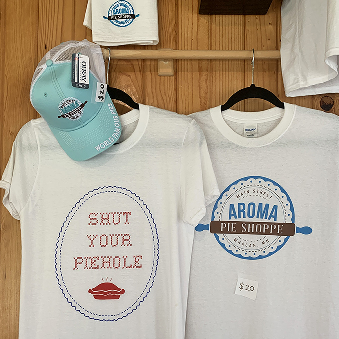 Shut Your Piehole merchandise proves pie bakers have the best sense of humor. These shirts have become dessert aficionado status symbols.