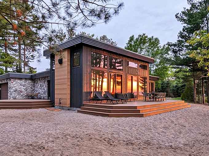This architectural stunner proves that "roughing it" can include floor-to-ceiling windows and designer furniture &ndash; camping evolved to its highest form.
