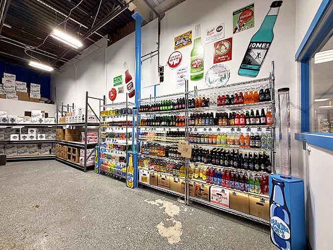 The soda sanctuary houses hundreds of fizzy potions, from mainstream favorites to flavors that sound like they were invented on a dare.