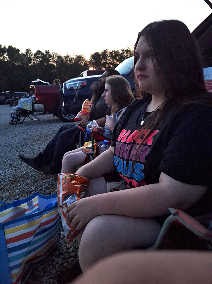Moviegoers settle in with snacks and anticipation, the flickering screen reflected in expressions of pure, uncomplicated joy.
