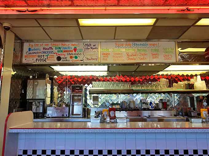 The order counter serves as command central, where friendly staff orchestrate the dining experience with practiced efficiency.