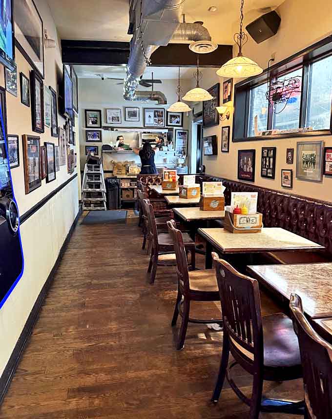 Sunlight streams through windows illuminating booths where countless first dates, family reunions, and "we need to talk" conversations have unfolded.