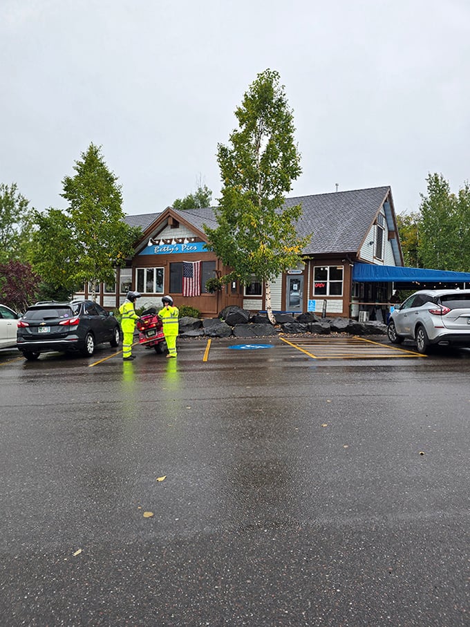 Even on rainy days, Betty's Pies provides a warm, cozy shelter for travelers seeking comfort food and Minnesota hospitality.