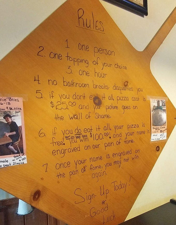 The infamous 26-inch pizza challenge rules &ndash; only the brave or foolish need apply for this test of stomach capacity.