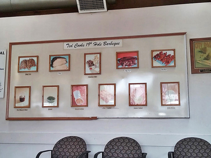 A gallery of barbecue achievements lines the wall, showcasing the stars of the menu like a hall of fame. Visual appetizers that build anticipation.