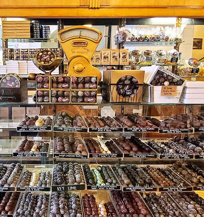 This chocolate display could make a dentist weep and a chocolate lover's heart sing, possibly at the same time.