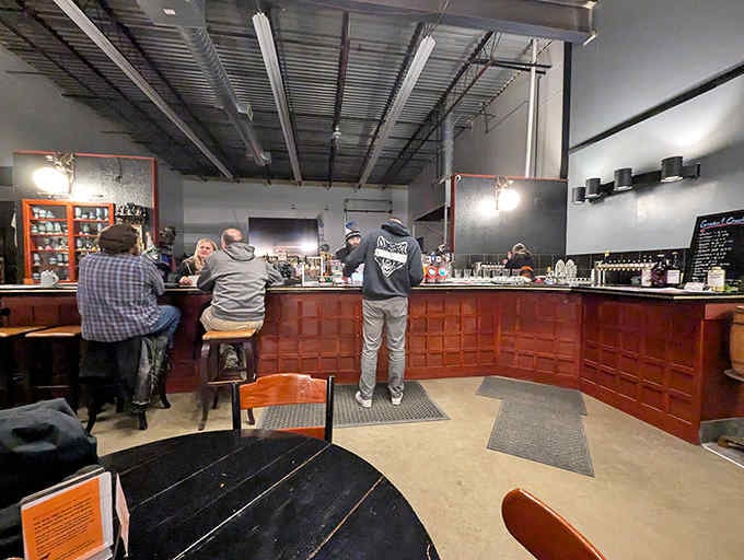 The bar glows with blue light and possibility, showcasing an impressive array of spirits that promise good times in northern Minnesota.