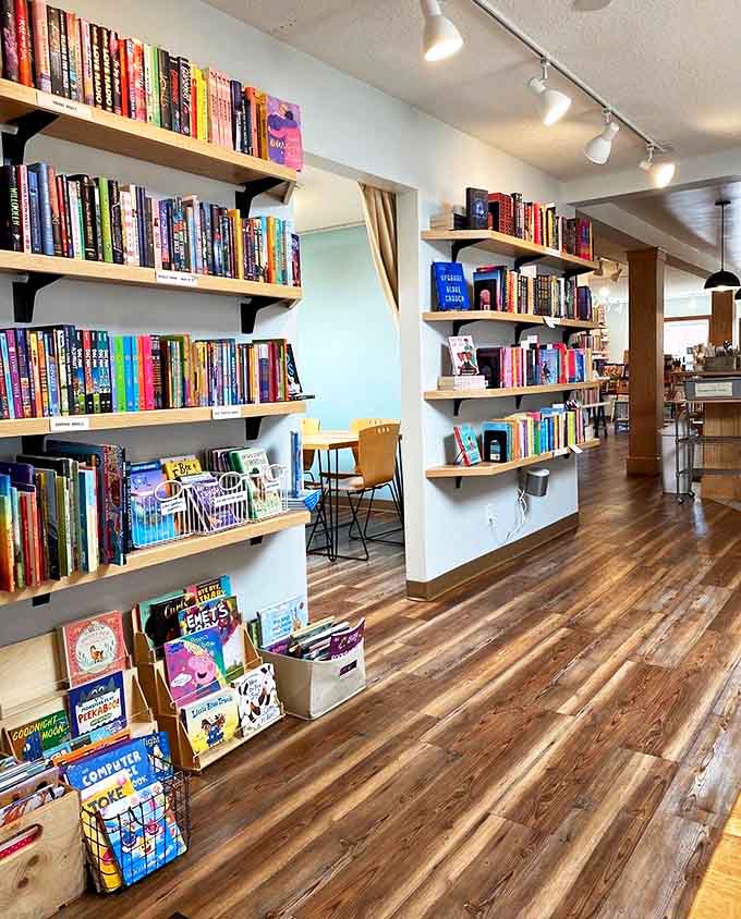 Literary real estate where bestsellers neighbor dog-eared classics, creating neighborhoods of stories waiting to be discovered.