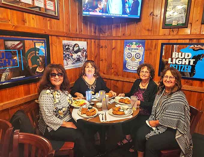 Friends gather around tables for meals that become memories, sharing laughter and stories between bites of Brown Bear's famous comfort food.