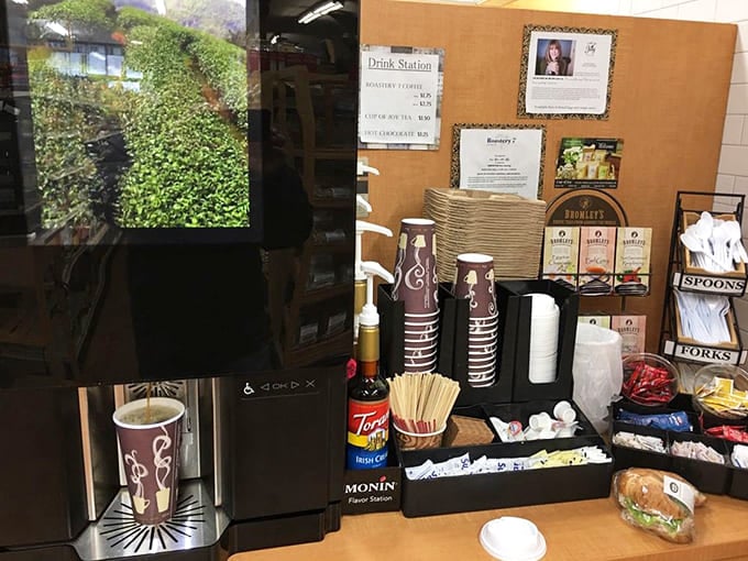 The coffee station serves up locally roasted beans that produce cups of joe putting many specialty coffee shops to shame.