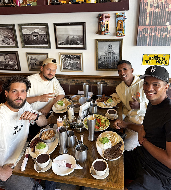 Happy faces gathered around a feast of Cuban delights &ndash; proof that good food brings people together across any cultural divide.