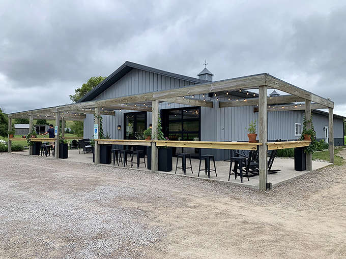 Dune Bird Winery's outdoor seating lets you sip local wines while contemplating the landscape that made those grapes possible.