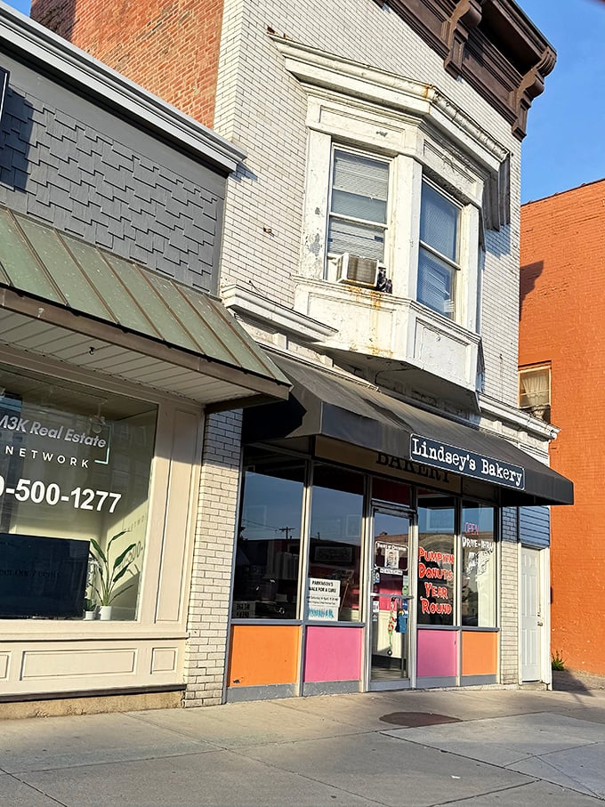 Another angle of the bakery's charming exterior &ndash; where the brick building houses sweet secrets that have kept customers returning for generations.