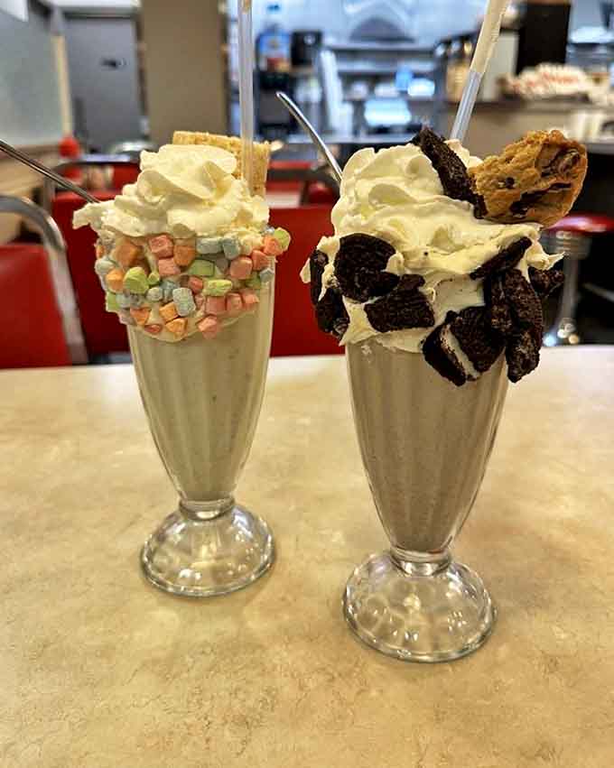 These aren't just milkshakes &ndash; they're drinkable art projects topped with enough goodies to qualify as separate desserts.